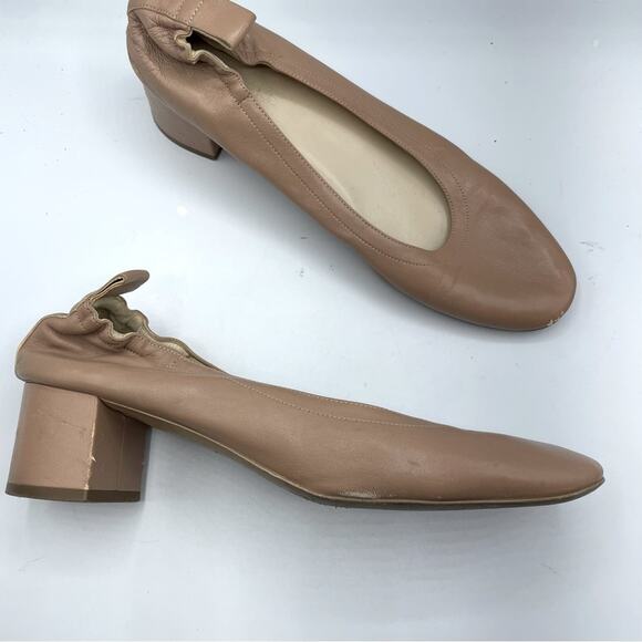 Everlane | Shoes | Everlane Nude Leather Round Toe Low Block Heel ...